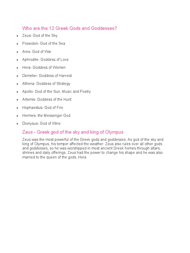 Overview of the 12 Greek Deities | PDF | Twelve Olympians | Planets