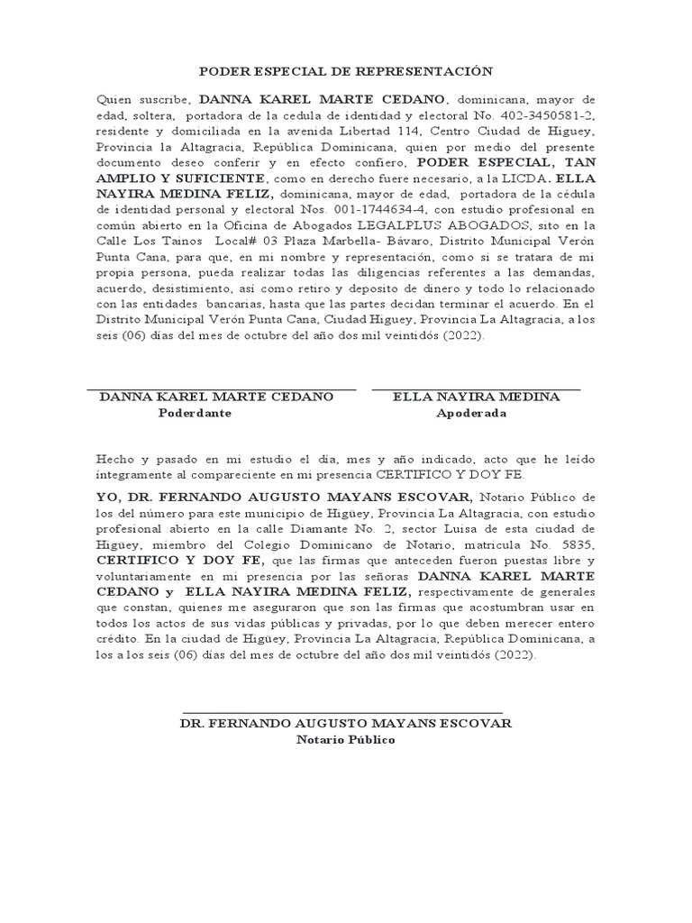 Poder Especial de Representación Danna Karel | PDF