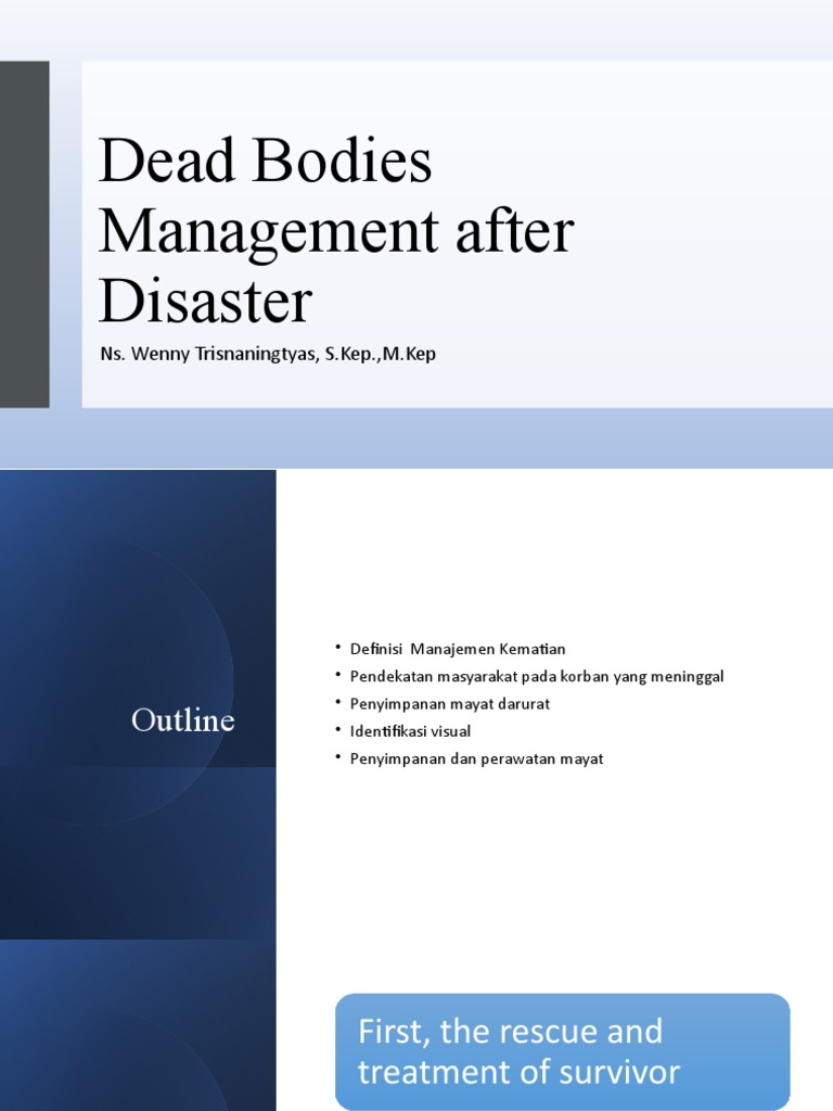 Dead Bodies Management After Disaster | PDF | Health Sciences | Medical ...