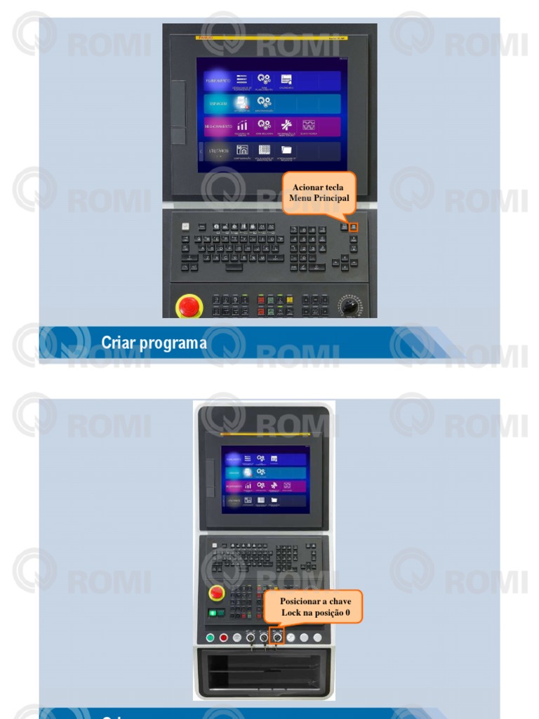 Passo a passo para criar e abrir um novo programa no CNC | PDF