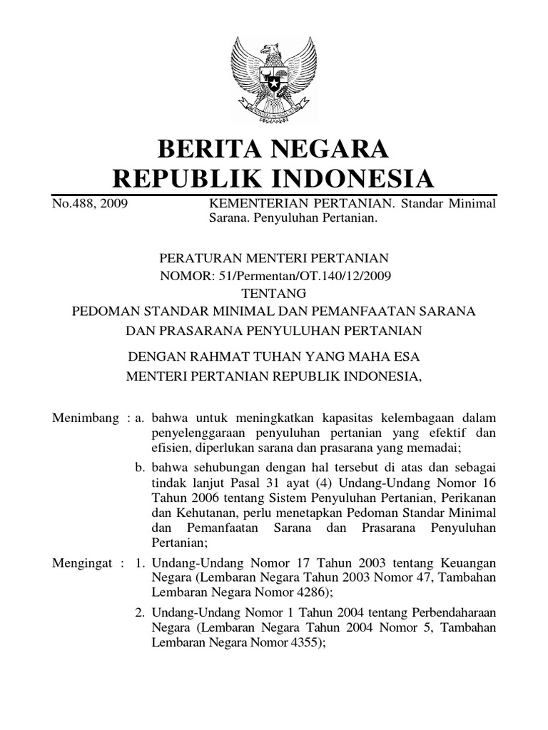 Permentan 51 THN 2009 | PDF