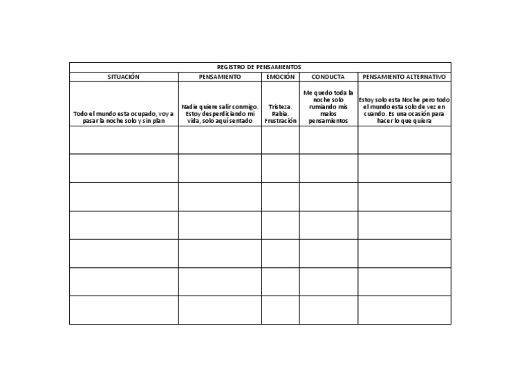 Registro De Pensamientos Pdf