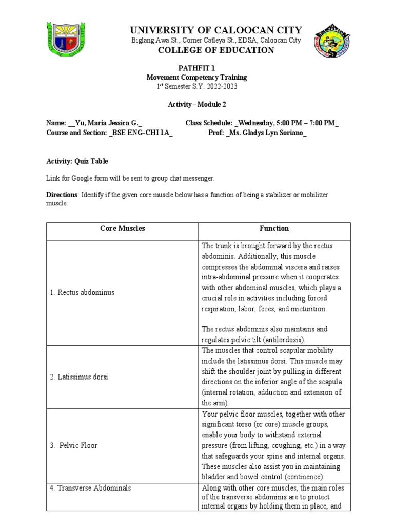 PathFit - Activity 2 | PDF | Pelvis | Musculoskeletal System