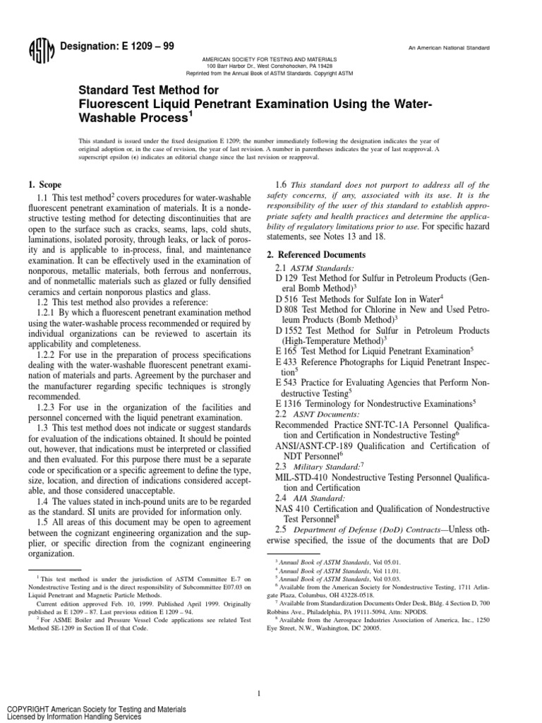 ASTM E1209 LP Lavável Com Agua | PDF | Nondestructive Testing | Welding