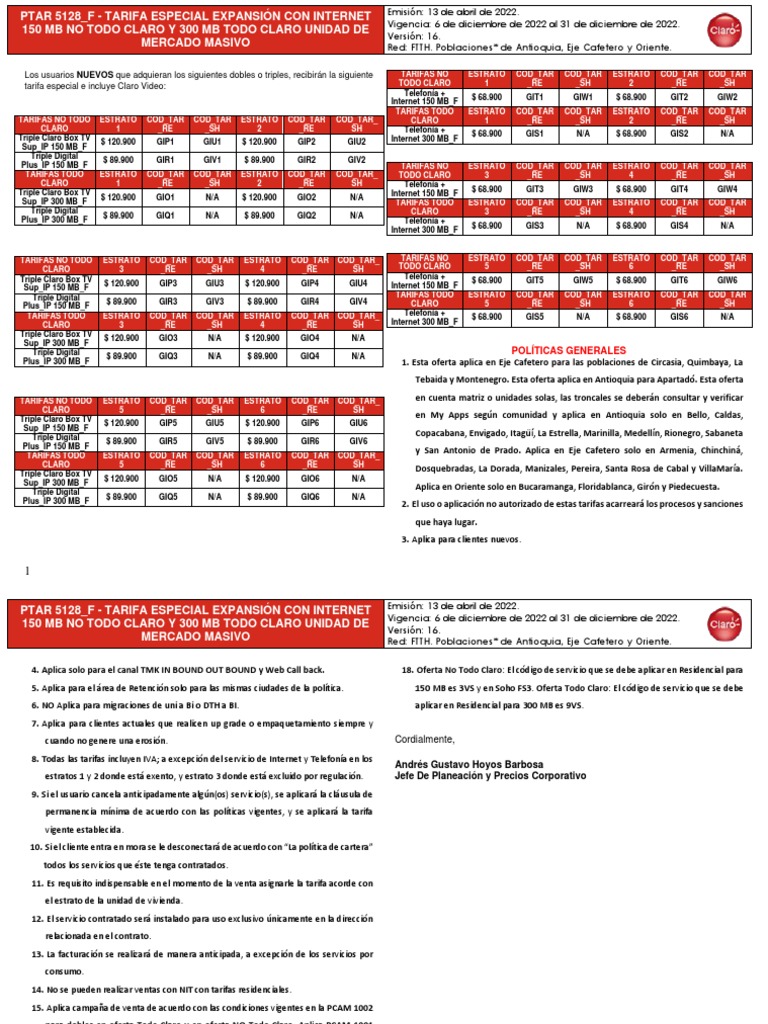 PTAR 5128 F Tarifa Esp Expansion NTC TC V16 1222 | PDF
