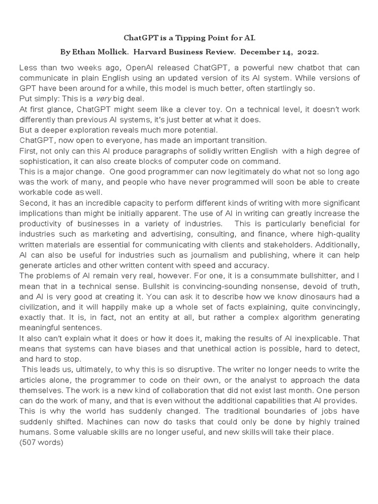 ChatGPT Is A Tipping Point For AI. | PDF | Artificial Intelligence ...