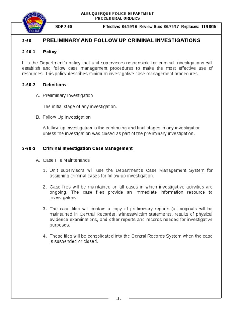 2 60 Preliminary and Follow Up Crimminal Investigations | PDF | United ...