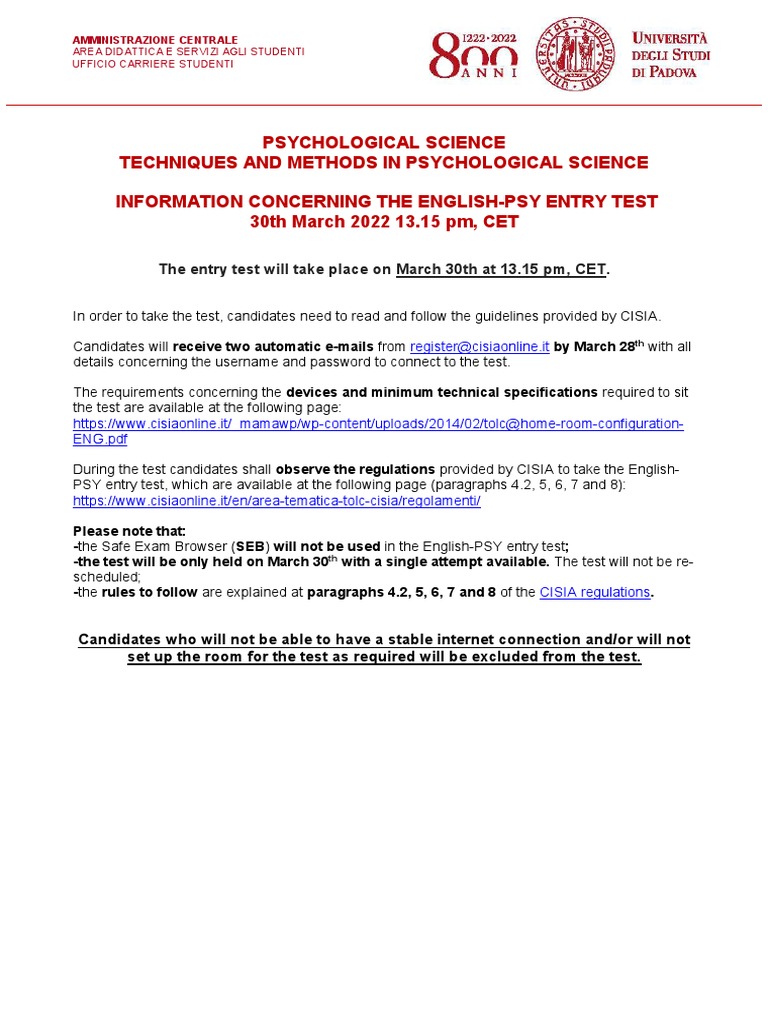 PSY - TEMPS - Test - Information | PDF