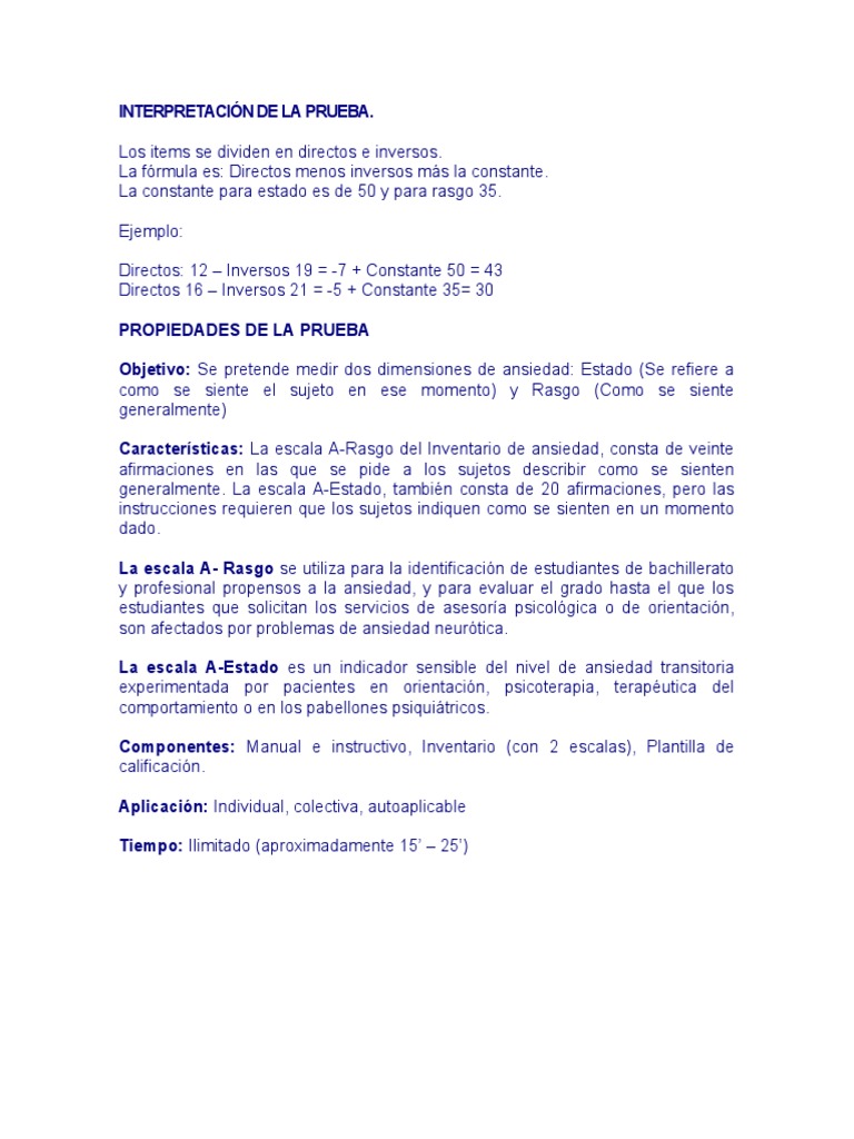 Interpretación de La Prueba | PDF