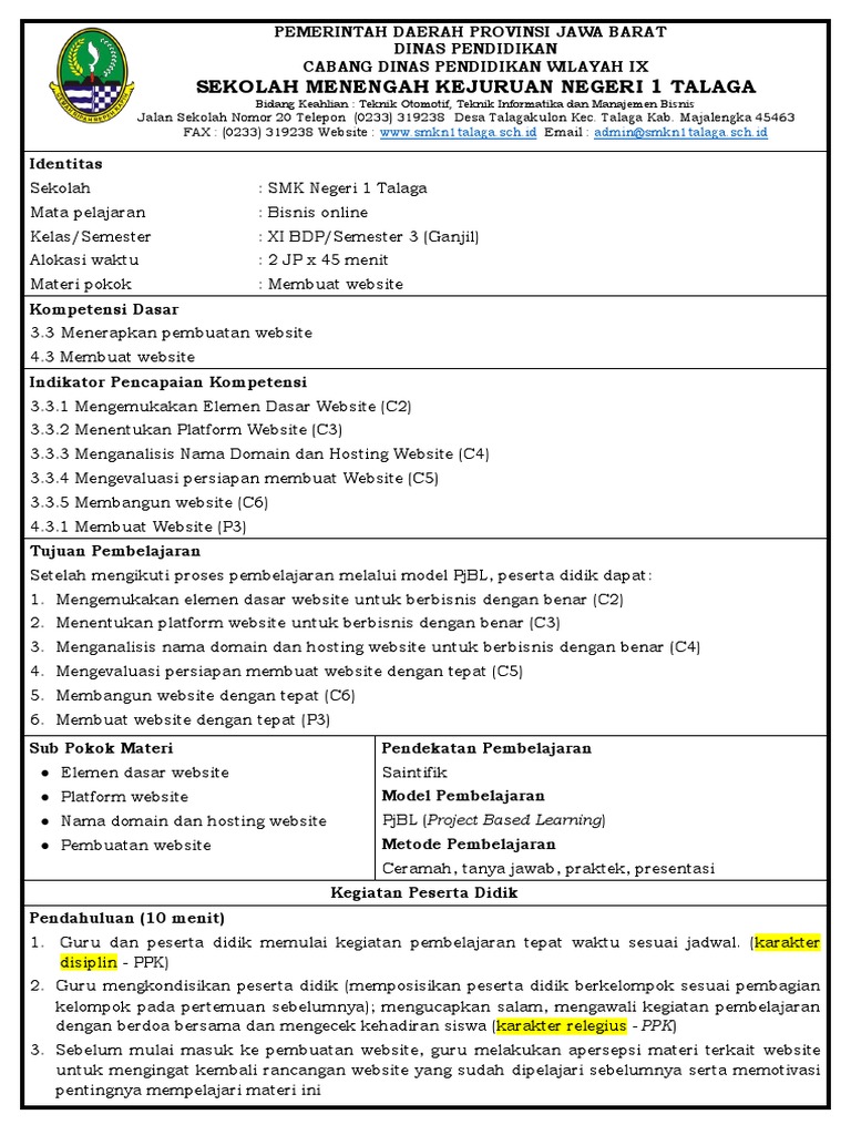 A. RPP MEMBUAT WEBSITE | PDF