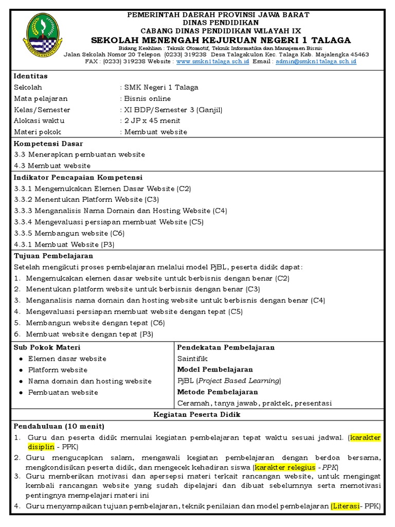 A. RPP PJBL | PDF | Bisnis | Seni