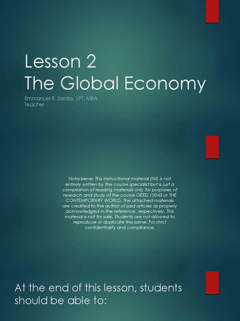 Lesson 2 The Global Economy | PDF | Globalization | International ...