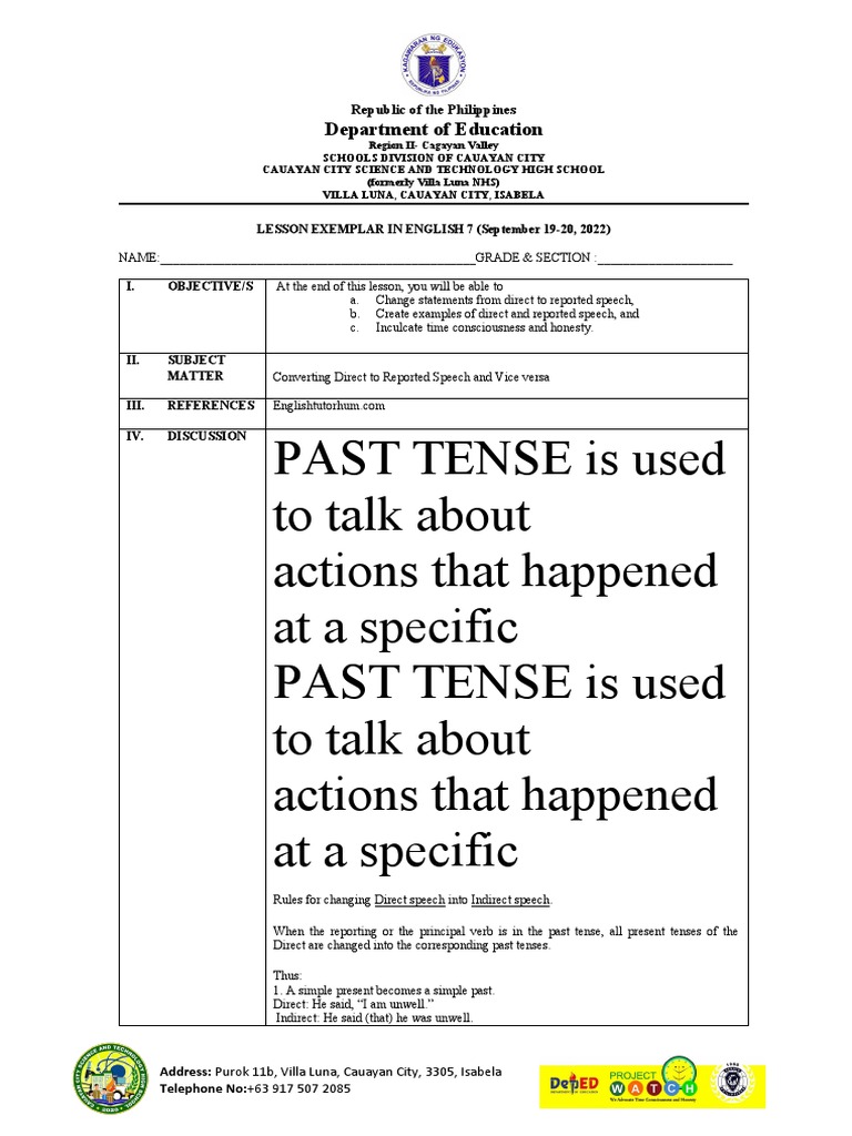 Q1 W5 LESSON ENG 7 EXEMPLAR Set A | PDF | Human Communication | Syntax