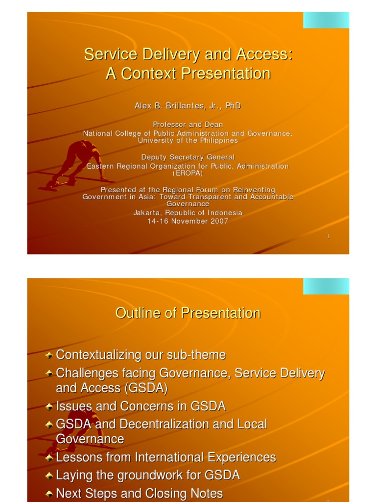 Service Delivery and Access: A Context Presentation | PDF | Governance ...