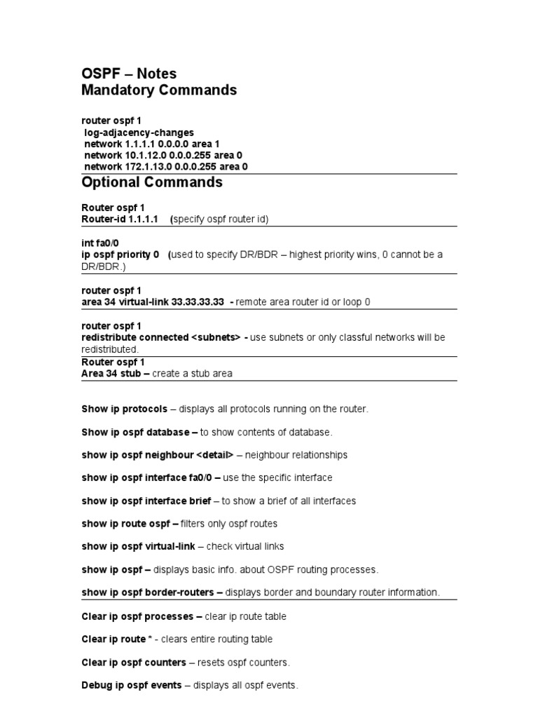 Tshoot - Ospf Commands | PDF | Computers