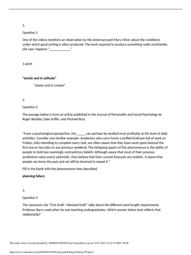 Week 3 Writing - and - Editing - Drafting - W3 | PDF | Cognitive ...