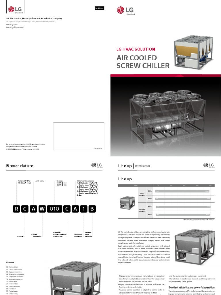 Catalogo Air Cooled Screw Chiller LG | PDF | Heat Exchanger | Pump