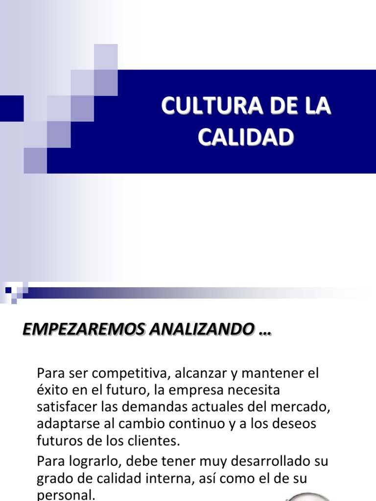 Cultura de Calidad en las Organizaciones | PDF | Calidad (comercial ...