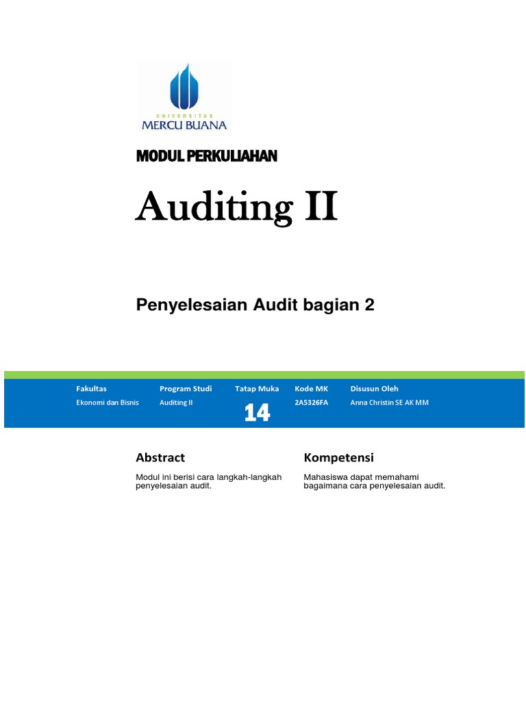 Modul Auditing II (TM14) | PDF