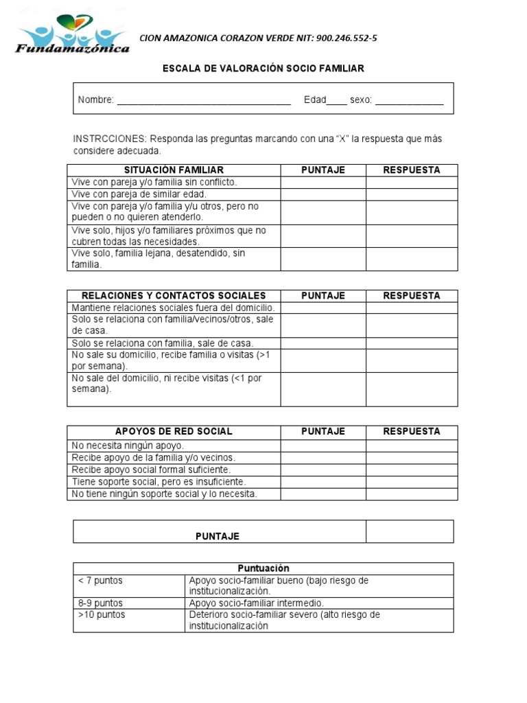 Escala de Valoración Socio Familiar | PDF | Relaciones personales ...