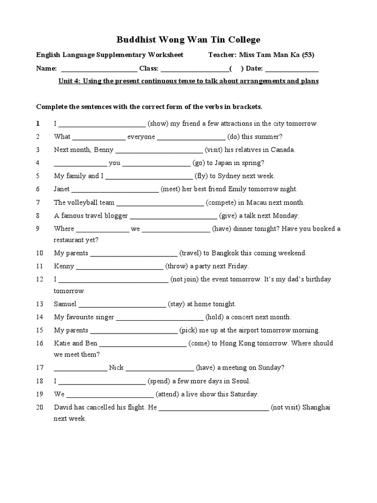 Unit 4 - Present Continuous Tense | PDF | Language Arts & Discipline