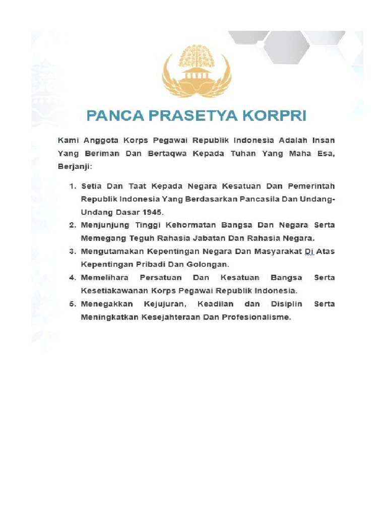 Panca Setya KORPRI Apel | PDF