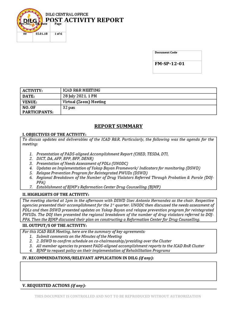 POST ACTIVITY REPORT | PDF | Justice | Crime & Violence