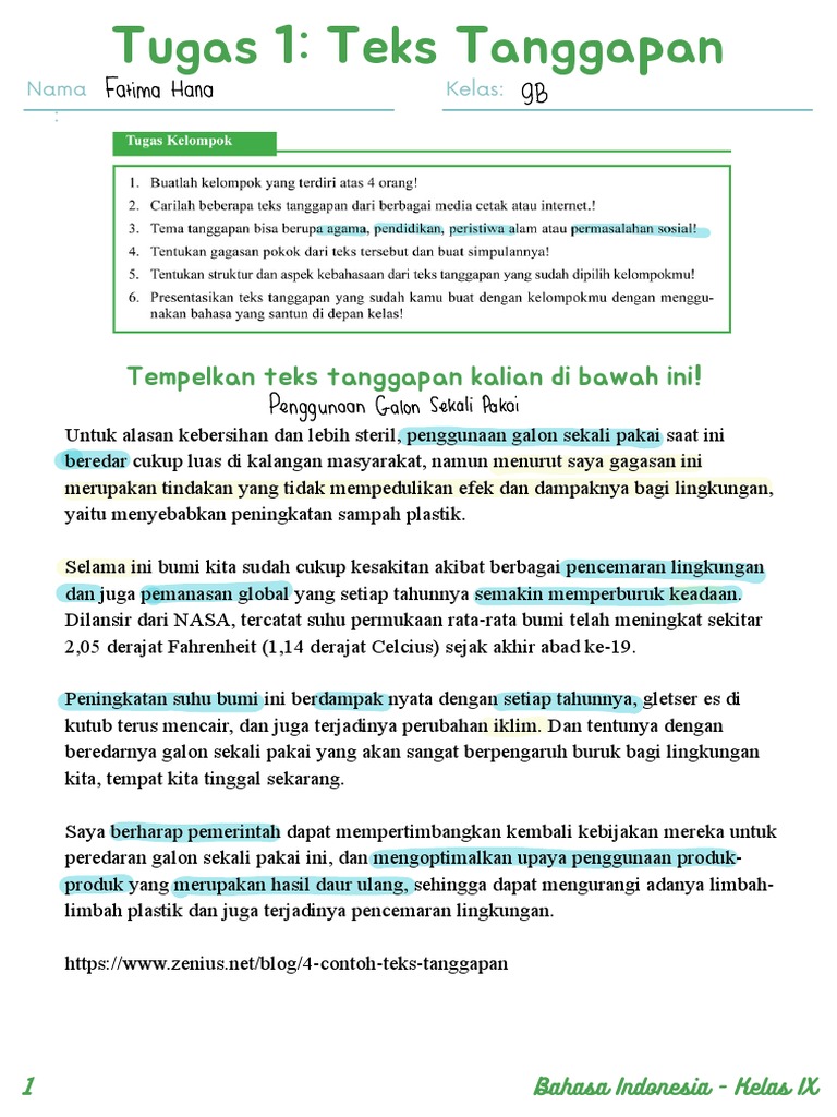 Fatima Hana - Tugas 1: Teks Tanggapan | PDF