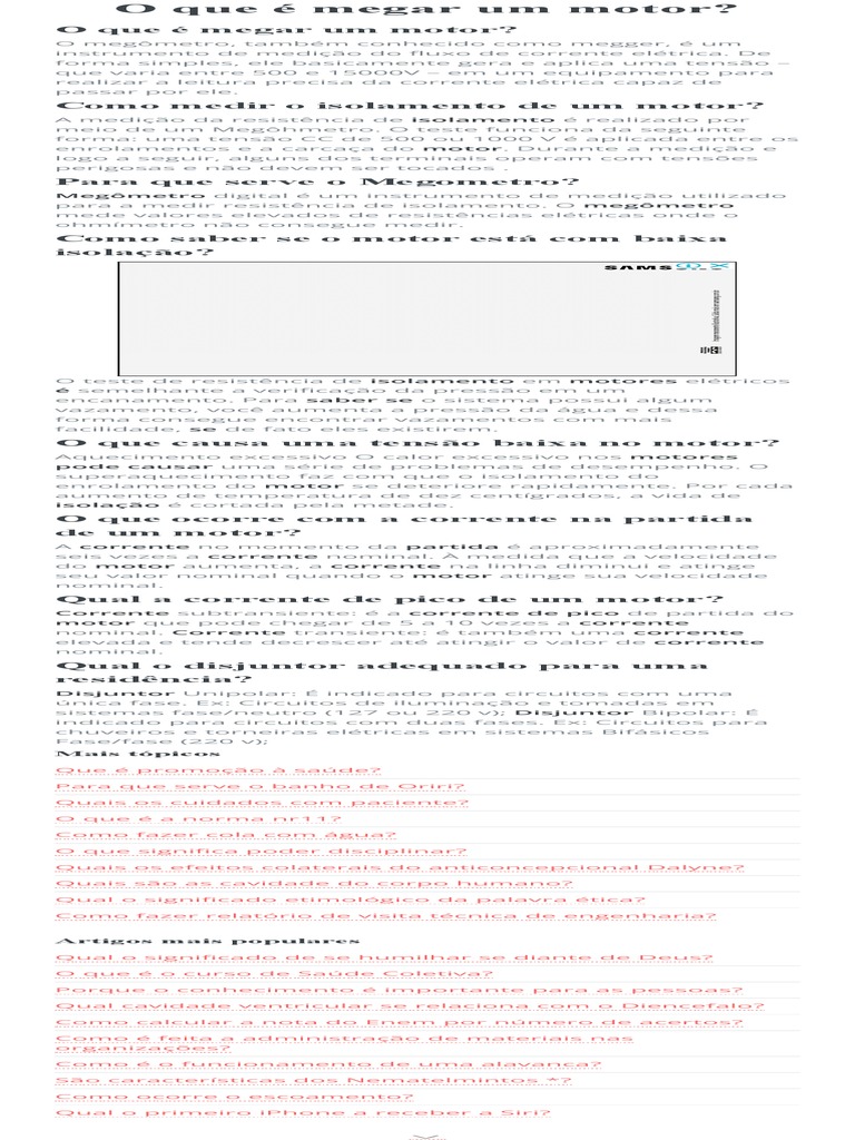 O Que É Megar Um Motor | PDF