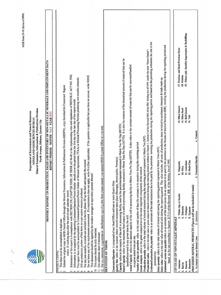 Denr Monthly Report - May 2022 | PDF