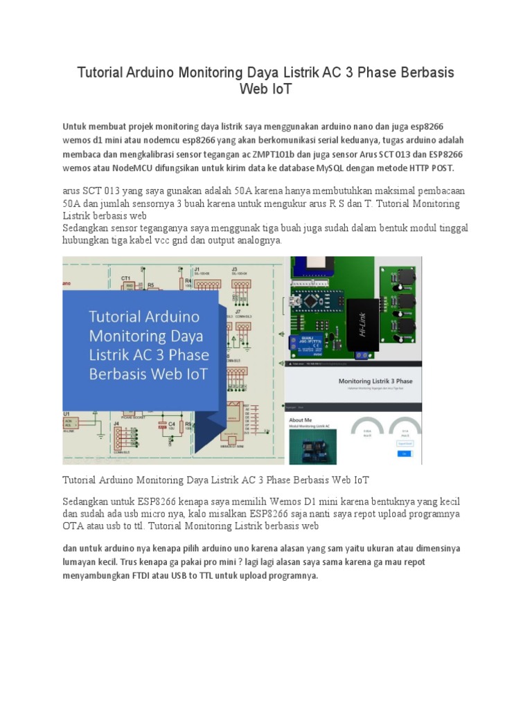 Tutorial Arduino Monitoring Daya Listrik Ac 3 Phase Berbasis Web Iot Pdf