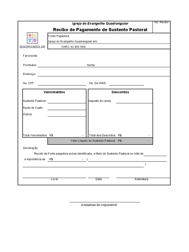 Recibo de Sustento Pastoral IEQ | PDF