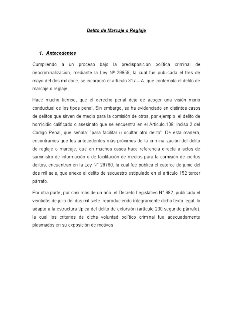 Delito de Marcaje o Reglaje | PDF | Derecho penal | Asesinato