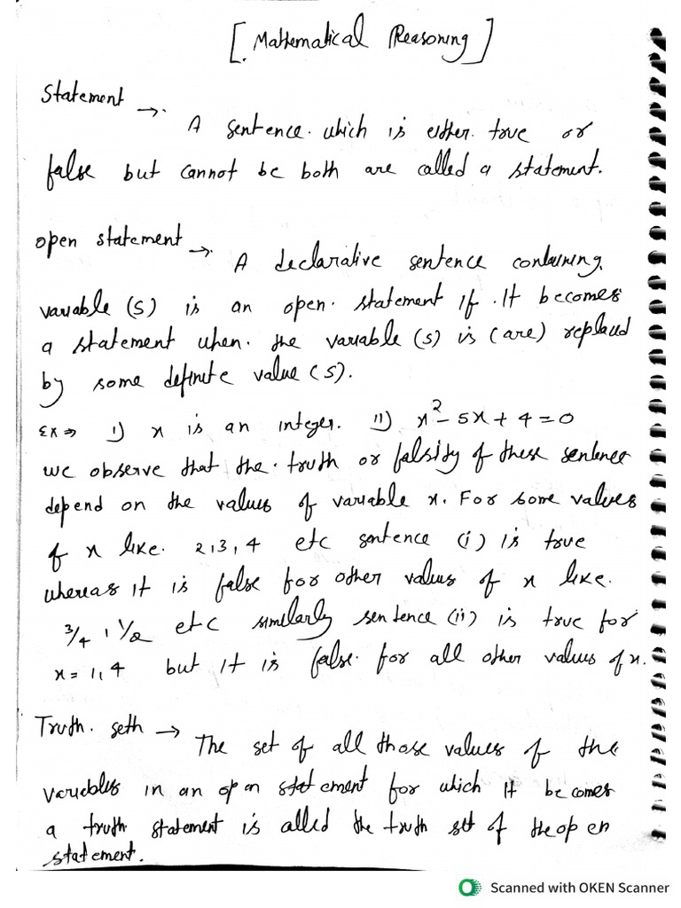 Mathematical Reasoning Hand Written Notes | PDF