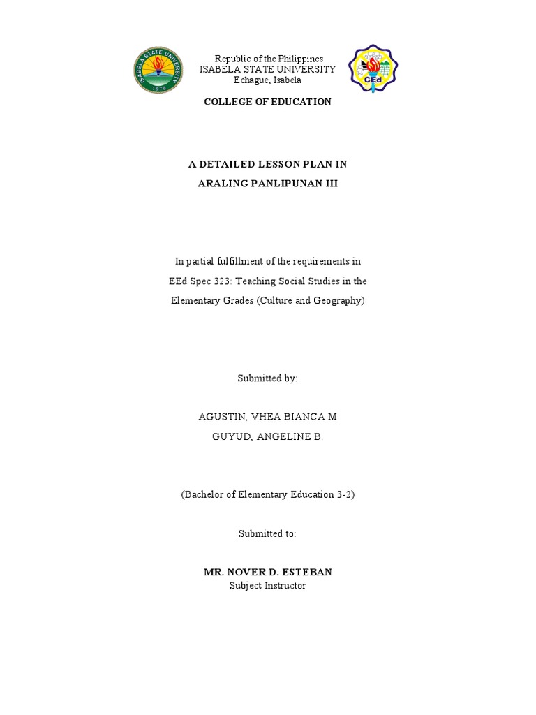A Detailed Lesson Plan in Araling Panlipunan Iii | PDF