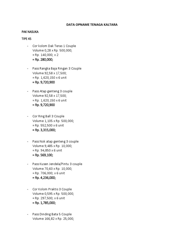 Data Opname Nasuka | PDF