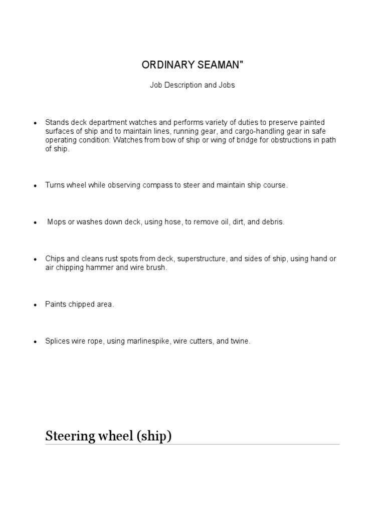 Duties of an Ordinary Seaman | PDF | Compass | Navigation