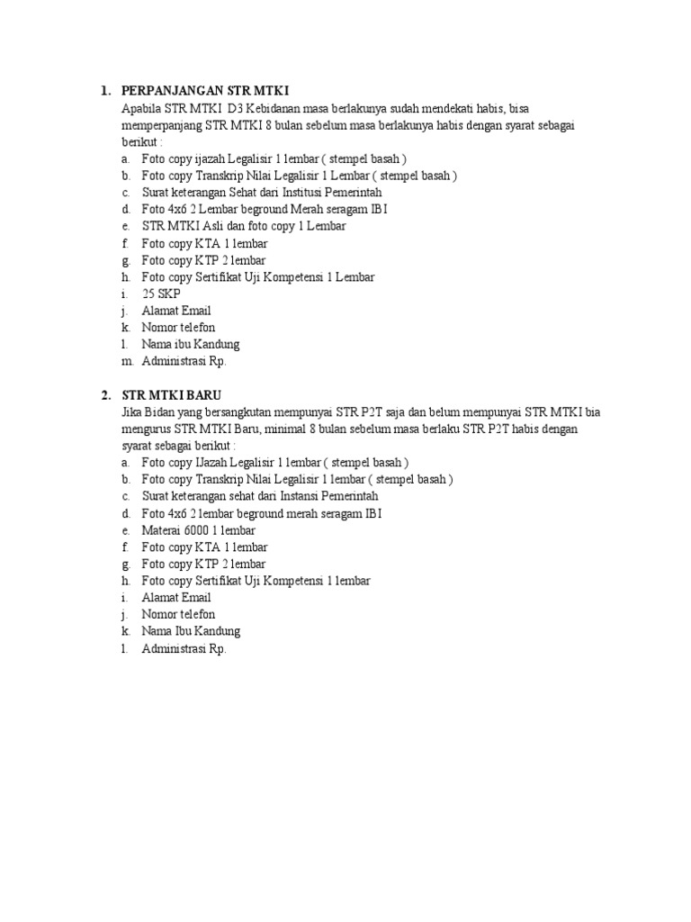 Syarat Perpanjangan STR MTKI | PDF | Hukum | Ilmu Sosial