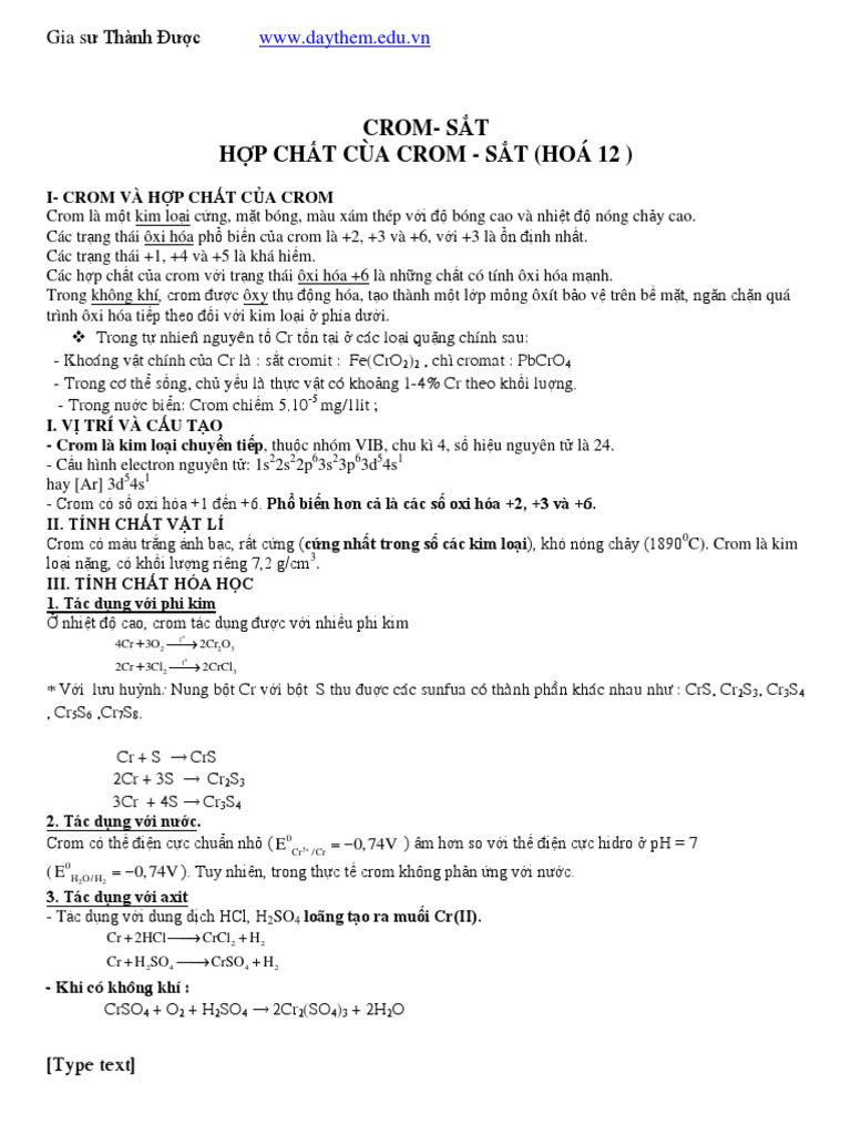 Chuyen de Sat Crom Chuyen de Sat Crom | PDF