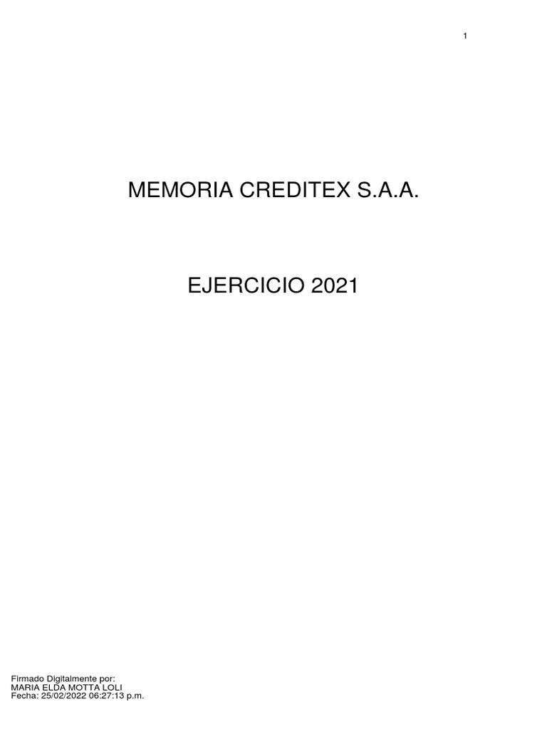 Creditex S A A-Memoria 2021x | PDF | Compartir (Finanzas) | Calidad ...