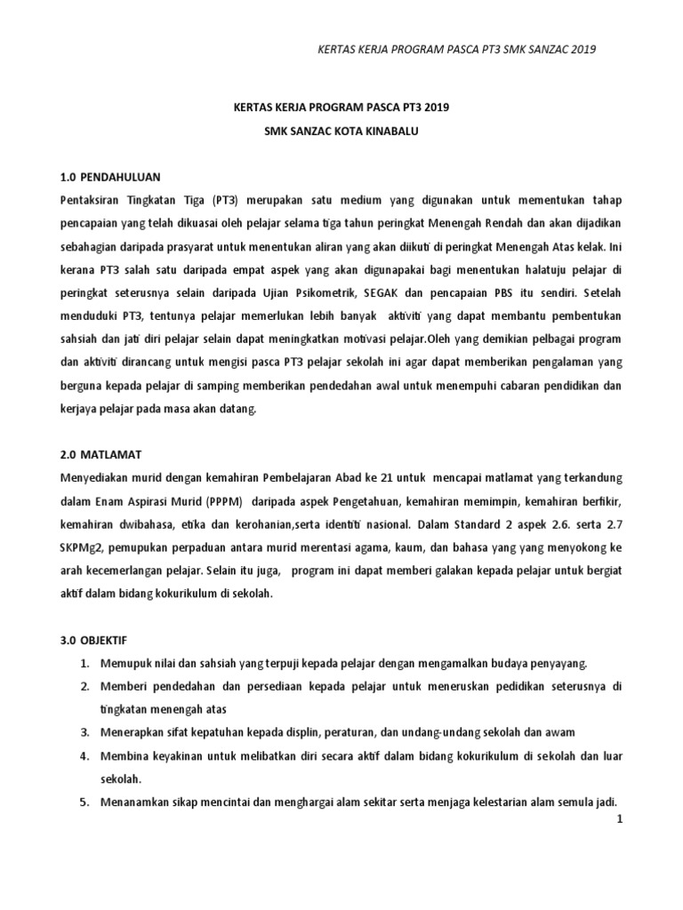 Program Pasca PT3 SMK SANZAC | PDF