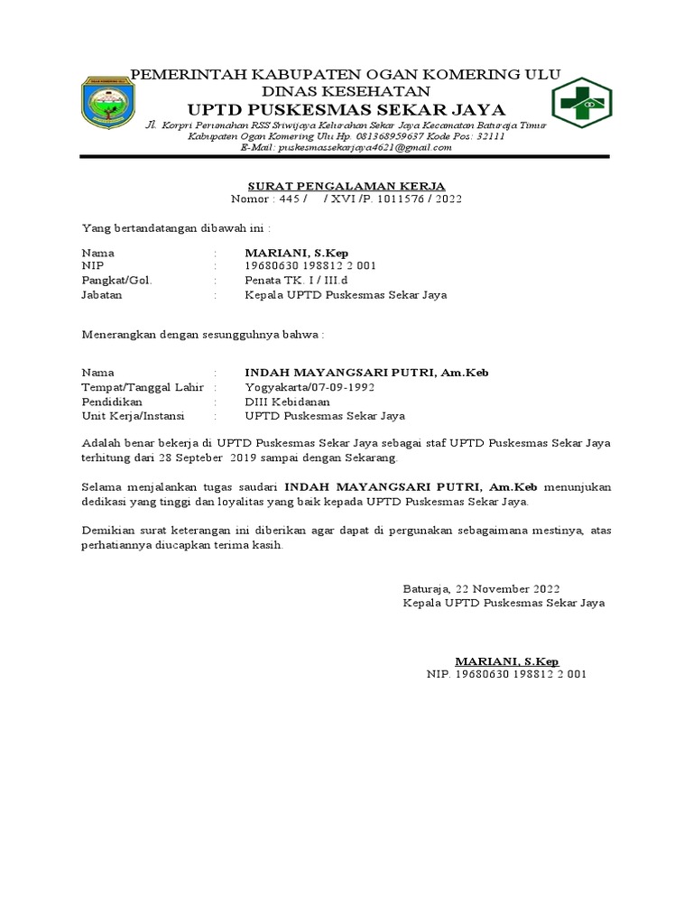 Surat Pengalaman Desta | PDF