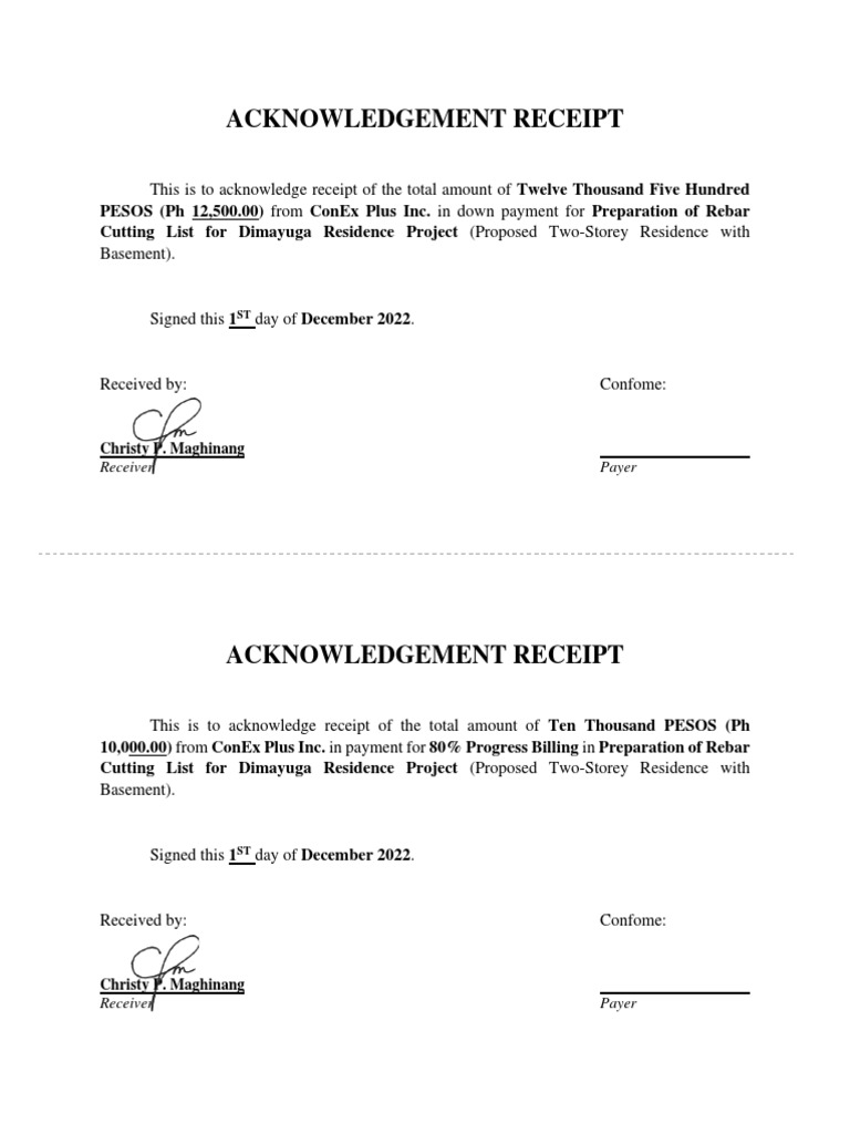 Acknowledgement Receipt | PDF | Finance & Money Management