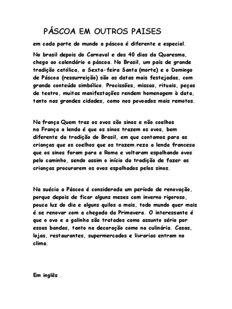 Páscoa em Outros Paises | PDF