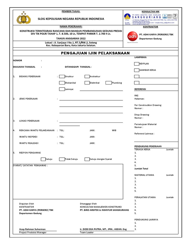 Ijin Pelaksanaan (IPL) | PDF