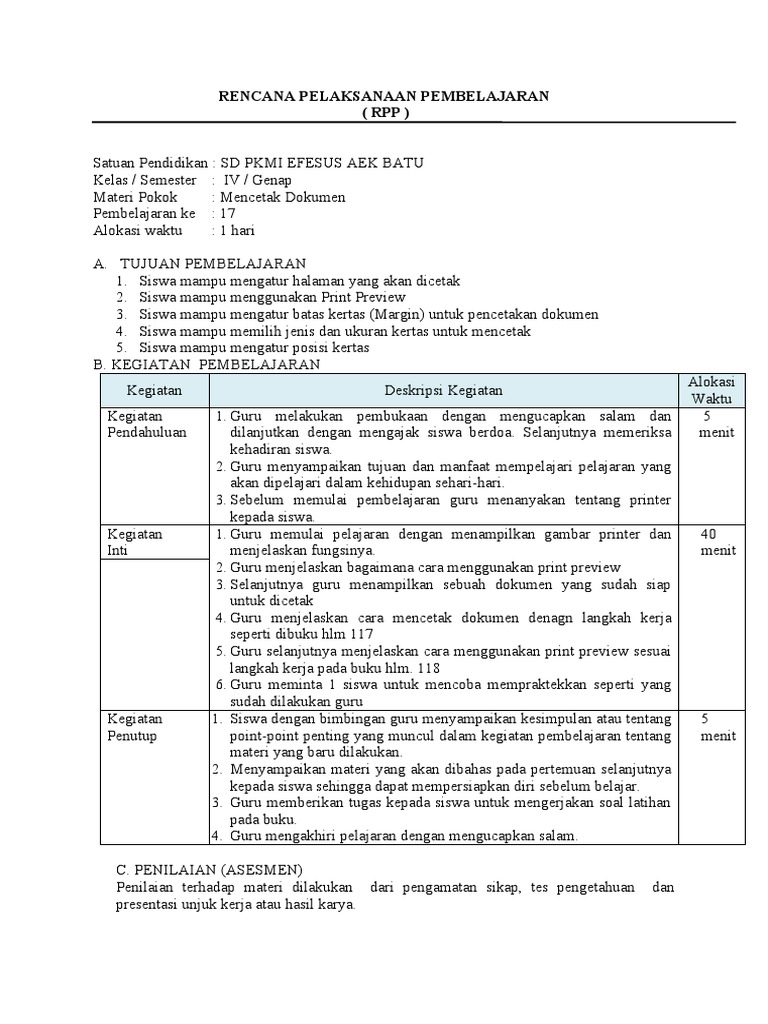 RPP Tik Pert.17 | PDF