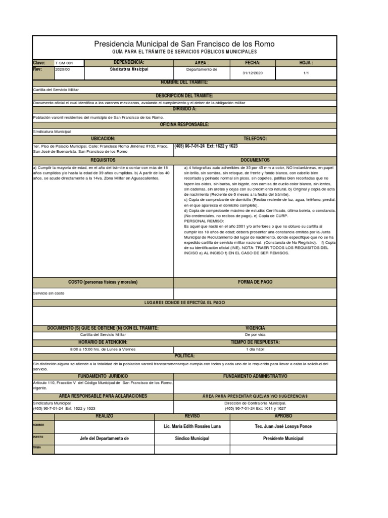 T-SM-001-Cartilla Del Servicios Militar | PDF | Gobierno