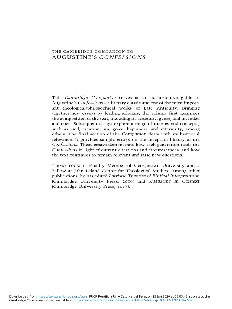 01.0 PP I I The Cambridge Companion To Augustines Confessions | PDF ...