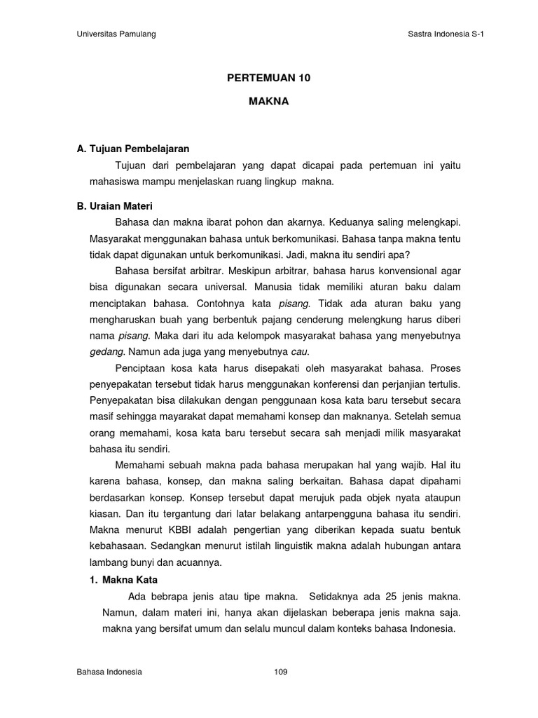 Makna dan Hubungan Kata dalam Bahasa Indonesia | PDF | Filsafat | Seni & Disiplin Bahasa