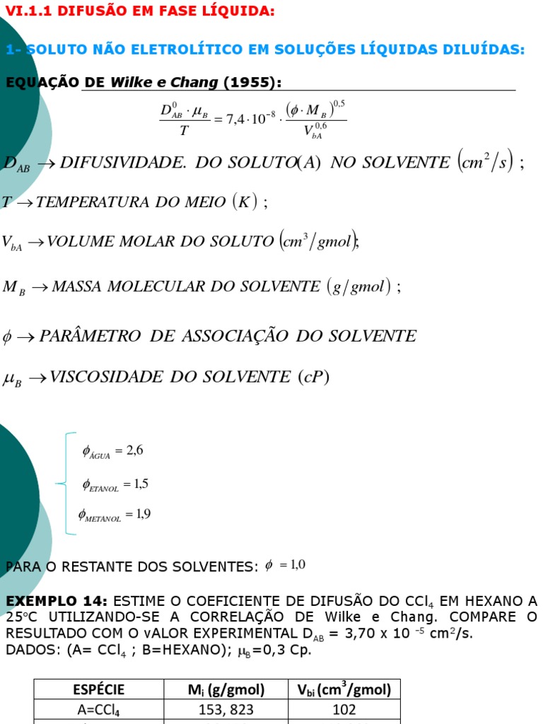 Difusividade em Sólidos, Líquidos e Gases-Aula2-Daniela | PDF | Difusão | Solvente